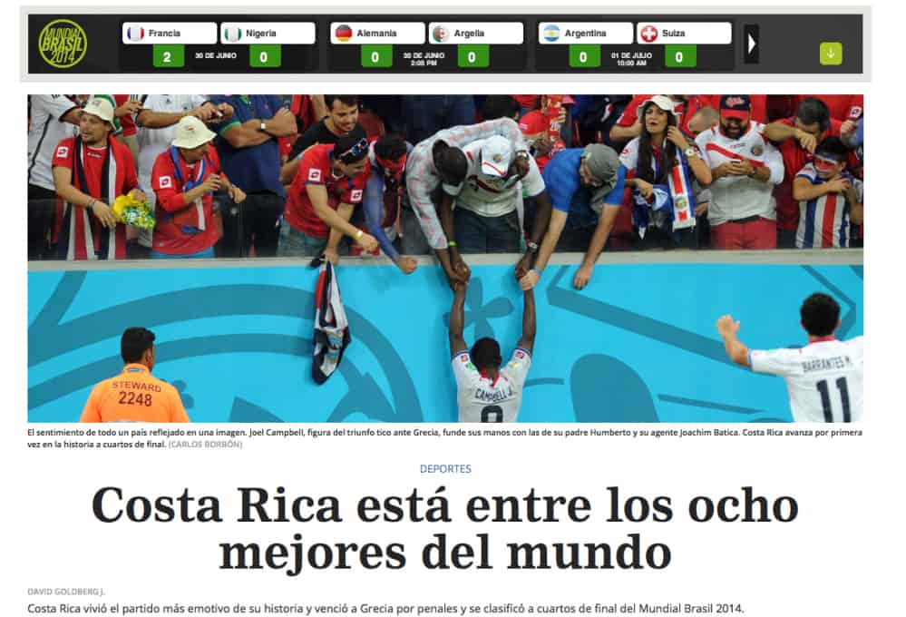 Snapshots from the Web of Costa Rica's historic World Cup win : The ...