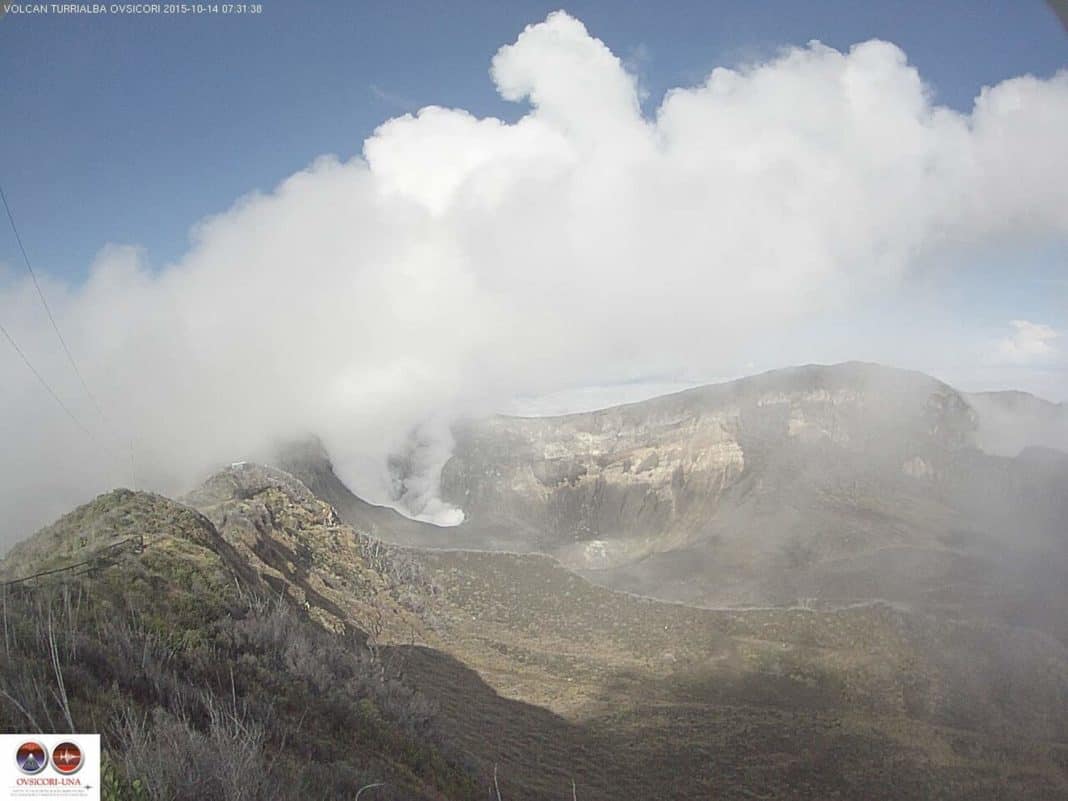 Costa Rica's Turrialba volcano steams
