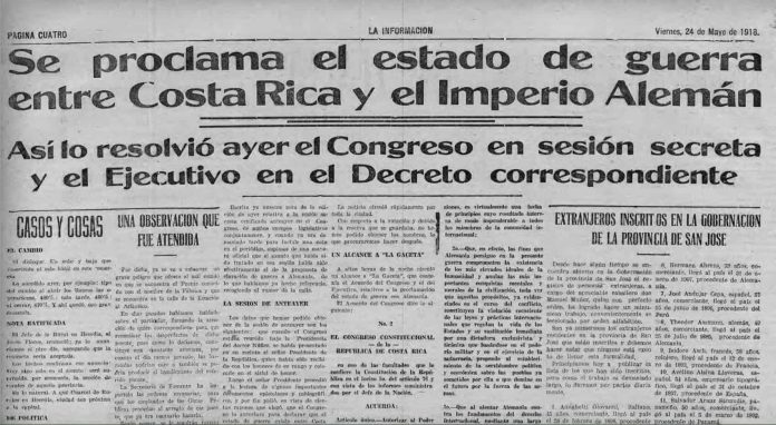 Costa Rica World War I: A brief fight