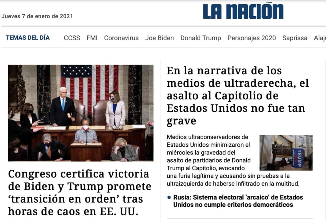 Front pages of major Costa Rican newspapers highlight US violence